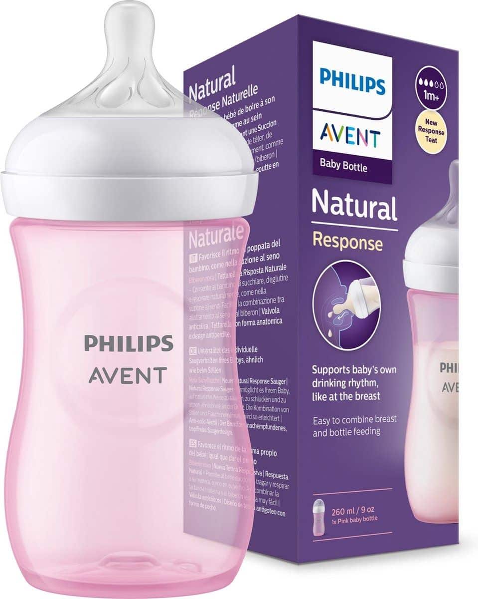 Vente en ligne pour bébé | Biberon Natural rose 260 ml Philips AVEN...